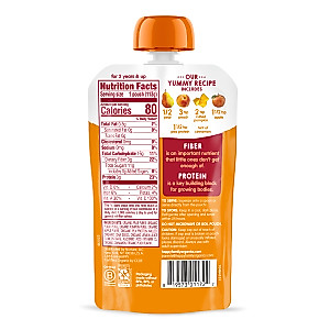 Happy Tot Organics Stage 4 Baby Food Pouches, Gluten Free, Vegan Snack, Fiber & Protein Fruit & Veggie Puree, Apples, Peaches, Pumpkin & Cinnamon, 4 Ounce (Pack of 1)