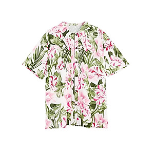 LILYCHIC Women’s Hawaiian Shirts Tropical Aloha Outfits Luau Summer Beach Tops Short Sleeve Floral Casual Blouses Pink S