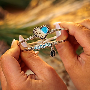 Luca + Danni Footprints in the Sand: Artisan Metal Bangle Bracelet - Religious Stackable Women's Jewelry Gifts | Silver, Regular