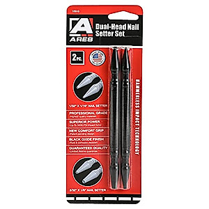 ARES 10013 – 2-Piece Dual Head Nail Setter Kit – Features 1/32-Inch (#1), 1/16-Inch (#2), 3/32-Inch (#3), and 1/8-Inch (#4) Dual Head Designs – CNC-Precision Machined – 5000 PSI Striking Force