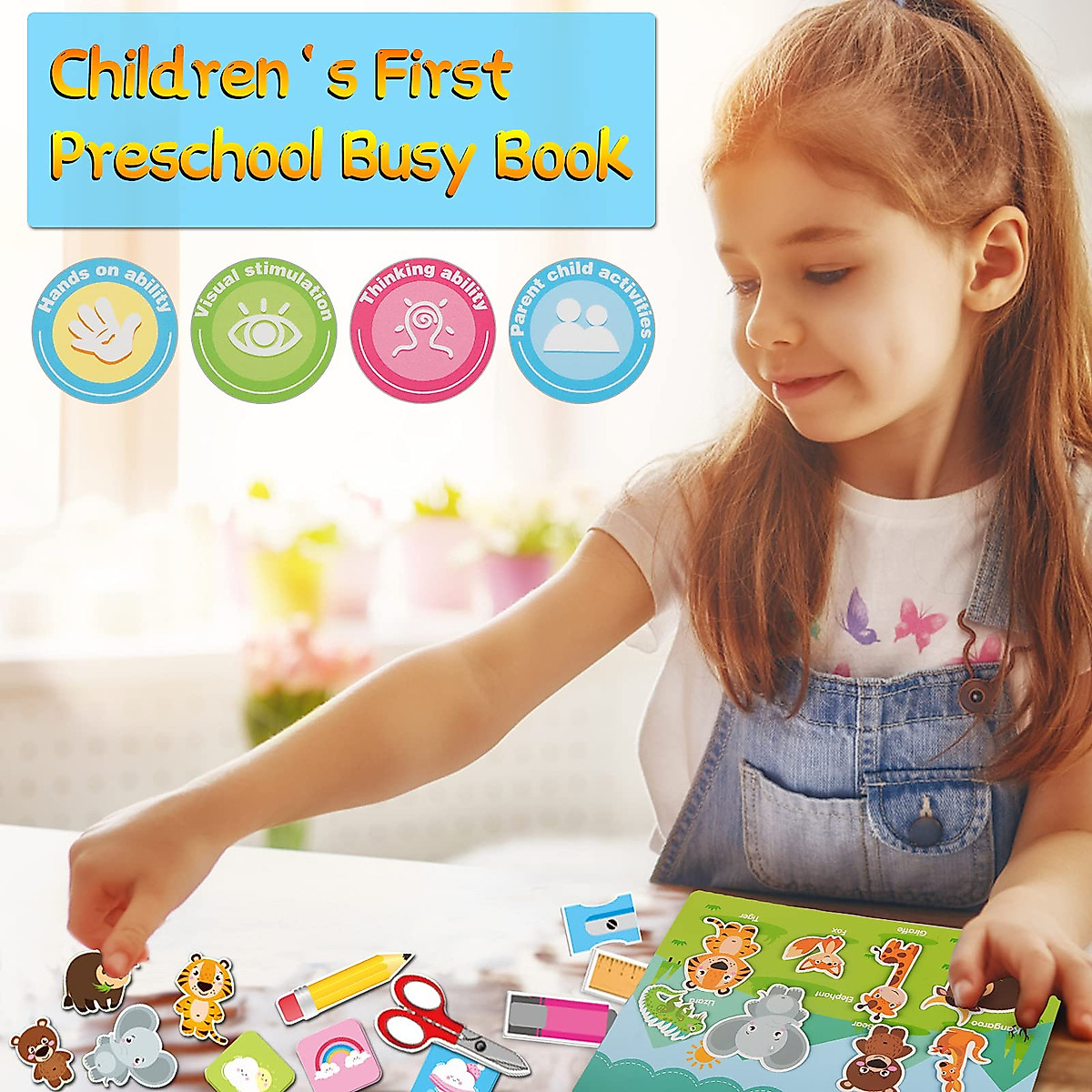 KINGTLE Busy Book for Kids, Preschool Montessori Toys Activity Binder, Toddlers Early Educational Learning Book, Sensory Books for Boys and Girls