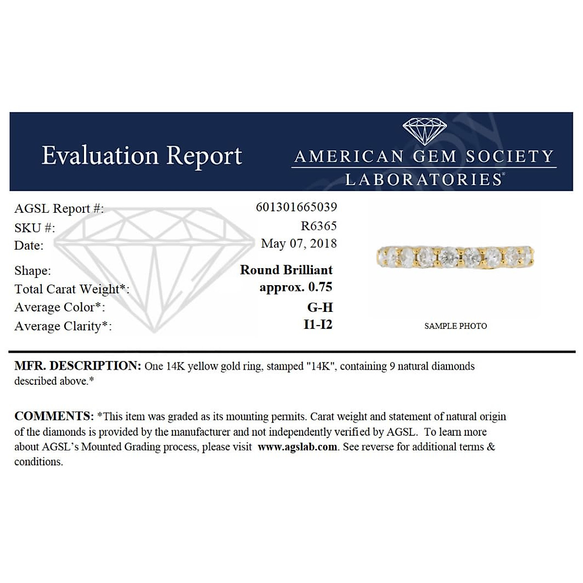 VIR JEWELS 3/4 carat (ctw) Diamond Wedding Anniversary Band for Women, Round Diamond Engagement Ring 14K Yellow Gold 9 Stones Prong Set 0.75 cttw, Size 6.5