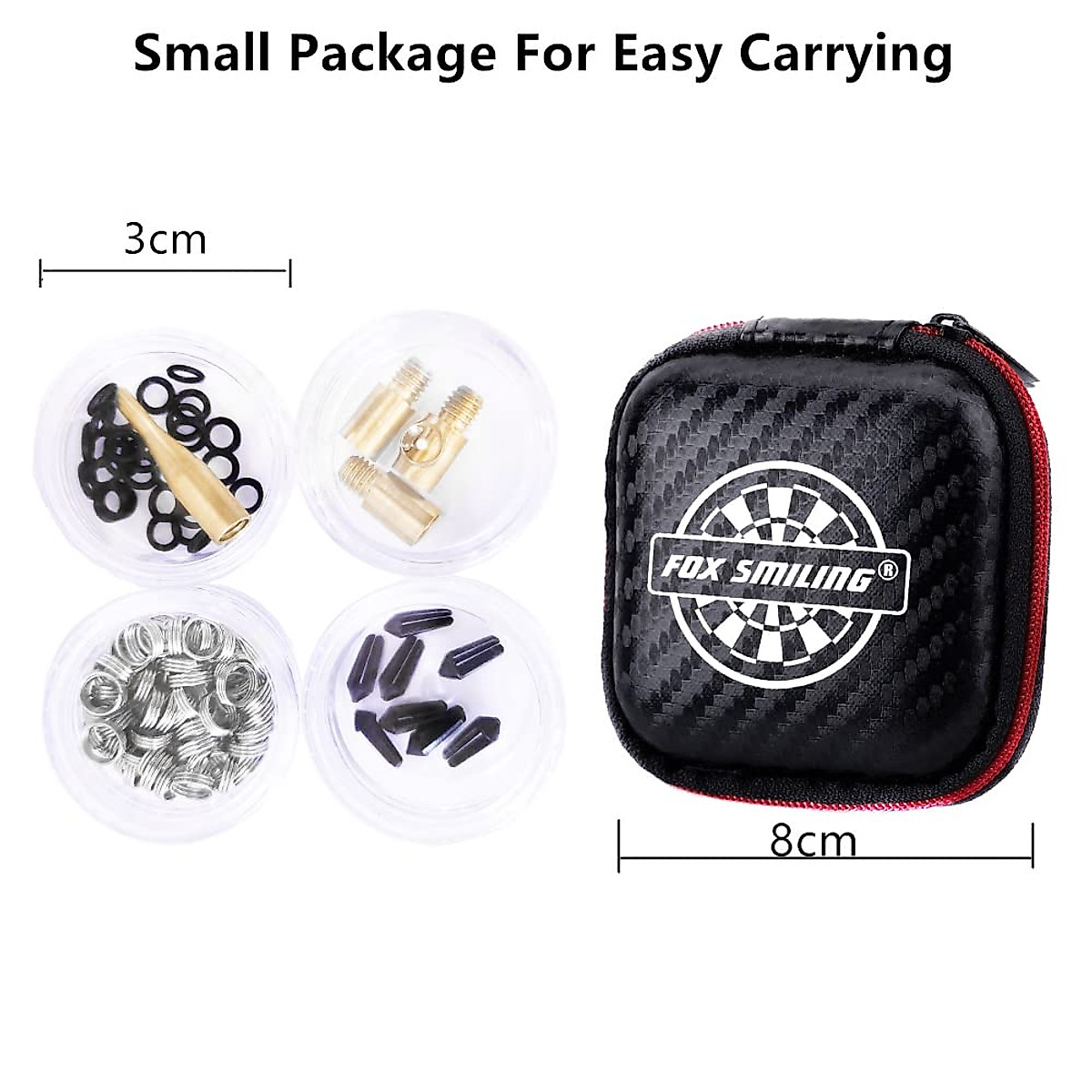 FOX SMILING 145 Pieces Dart Tool Kit with Steel Rubber O Ring, Stone Sharpener Dart Repair Accessories Set Flight Protector and Weight Add A Grams,Small Packaging Easy Carrying (145 Pieces)