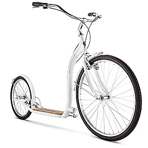 Schwinn Shuffle Adult Scooter, 26-Inch Front Wheel, 20-Inch Rear Wheel, Alloy Linear Pull Brakes, Steel Frame, White