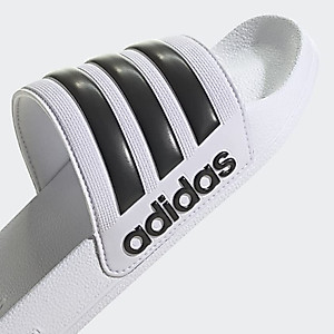adidas Unisex Shower Slide Sandal, White/Core Black/White, 10 US Men