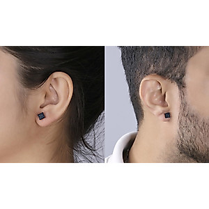 Dazzlingrock Collection Round Blue Diamond Cluster Square Frame Screwback Stud Earrings for Men & Women (Unisex) (0.10 ctw, Color Blue, Clarity I2-I3) in Blue Plated Sterling Silver