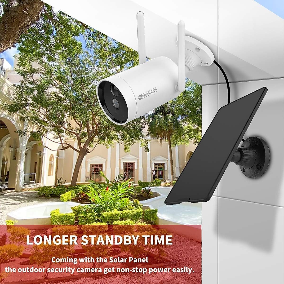 《 Two-Way Audio & Truly Wireles》 Outdoor Solar Powered Rechargeable Battery Camera, Surveillance WiFi Camera with Solar Panel, Security Home IP Camera, PIR Motion Detection, Waterproof, Night Vision
