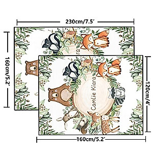 Woodland Animals Personalized Polyester Fiber Non-Slip Home Decor Carpets,Custom Area Rug Carpet Floor Mat for Bedroom Living Room Home Playroom Size 4'x5.2'