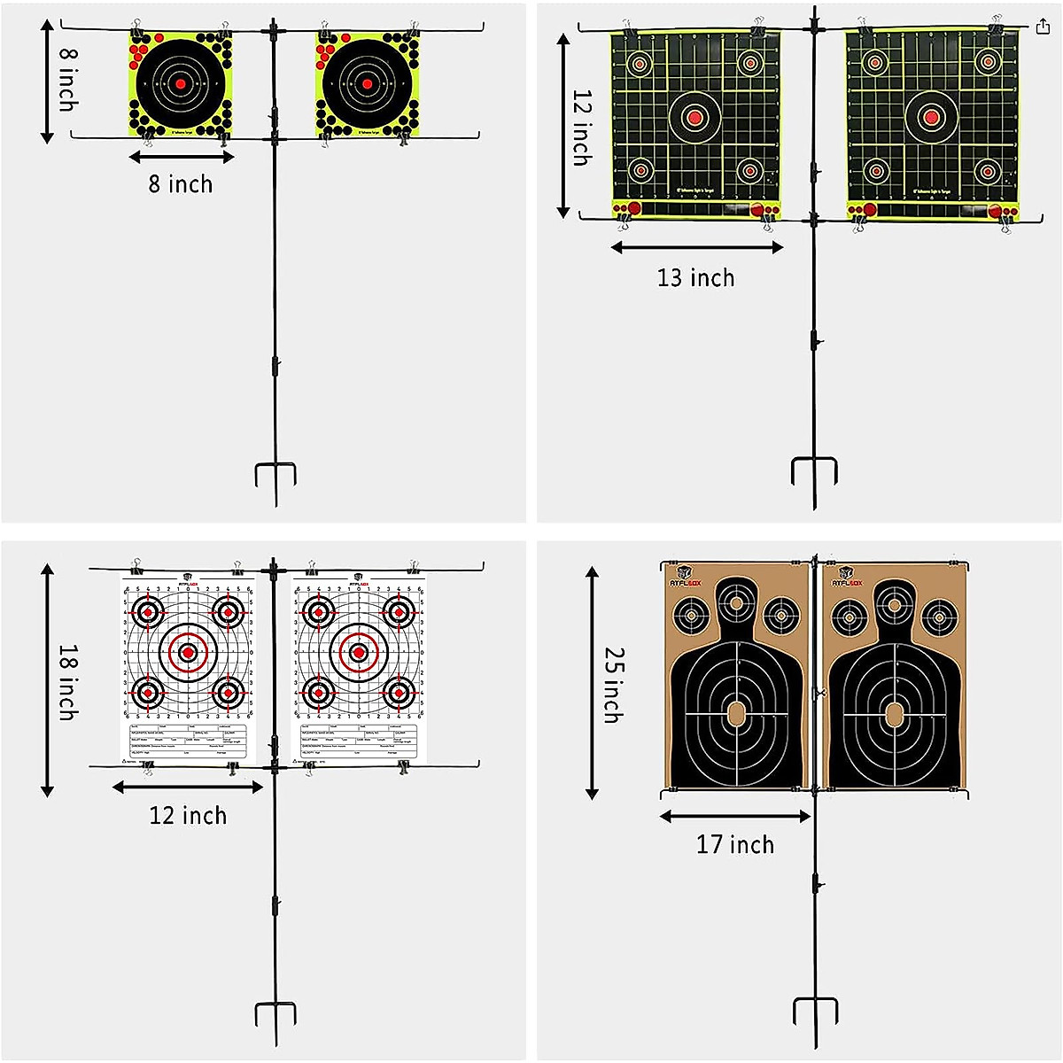 Atflbox Adjustable Shooting Target Stand with 10pcs Target Papers for Outdoor, Paper Targets Holder for Backyard Shooting, Suitable for BB Gun, Airsoft, Airgun, Pellet, Rifle