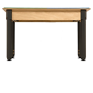 Wood Designs Time-2-Play Kids Birch Plywood Square Lego Compatible Play Table Large 35” x 31” Surface with 18”-29” Adjustable Legs, Montessori Building Blocks Desk with Trough [Blue and Green]