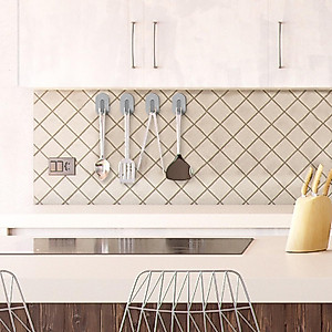 Adhesive Towel Hooks for Hanging Heavy Duty Wall Hooks Stick on Bathroom, Kitchen, Glass Door,Tile, Mirror, No Tools Matte Black Robe Holder(6 Pack)