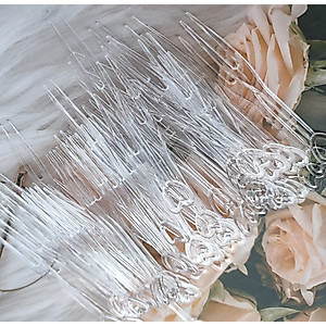 500PCS Disposable Plastic Cocktail Picks Fruit Forks, Clear Heart Shape Mini Cake Forks Sticks Party Supplies, Tasting Appetizer Plates Picks Dessert Forks
