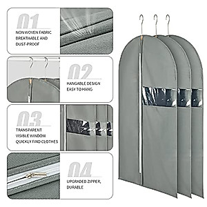 HWAJAN 24"X40"6PACK Garment Bags for Hanging Clothes Travel Suit Cover Bags for Closet Storage with Clear Window Non-Woven Fabric Protector Bag with Zipper for Suits,Coats,Shirt,Jackets,Sweaters