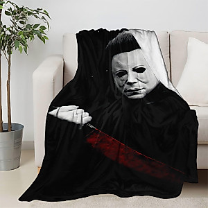 Horror Movie Blanket Mic-hael My-ers Halloween Super Soft Cozy Warm Fleece Throw Blanket Fluffy Plush Lightweight Bedding Quilts for All Season Bed Sofa Couch 80"x60" Large for Men Women