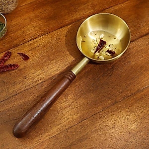 The Ultimate Arra Brass Tadka Pan with Wooden Handle