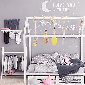 Toddmomy Wood Baby Gym with 4 Wooden Pendant Toys Wooden Gym Hanging Toys, Wooden Hanging Toys Baby Play Gym for Newborn Gift （ Yellow ）