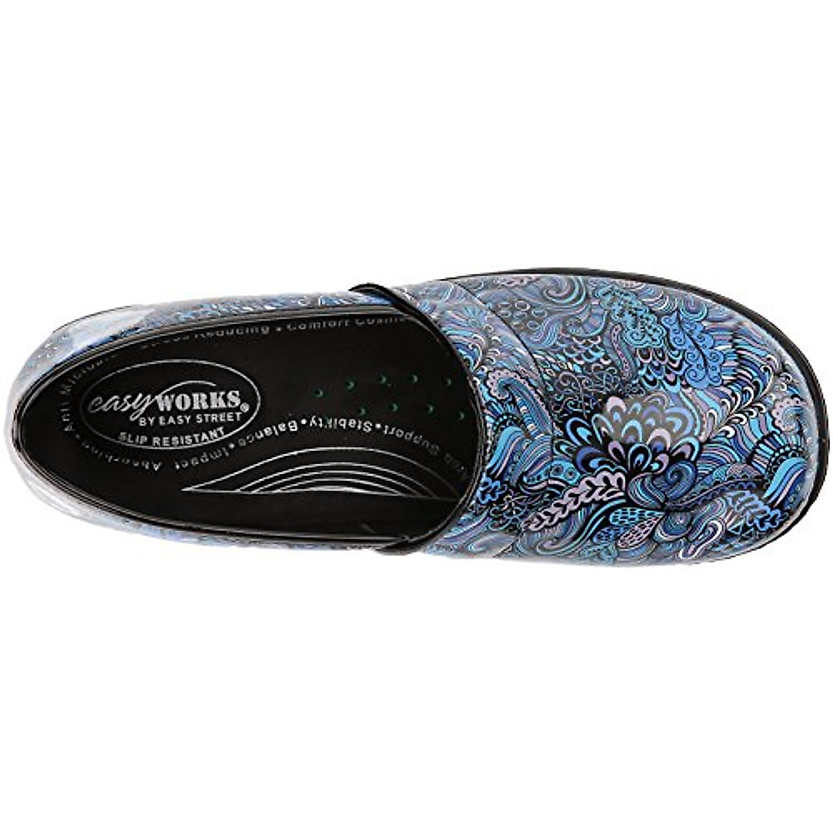 Easy Works Women's LYNDEE Health Care Professional Shoe, Blue pop Patent, 9 Wide