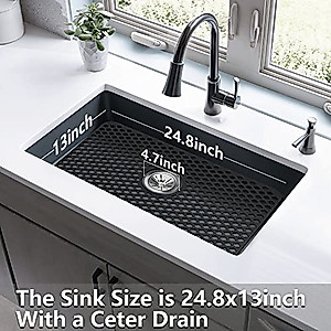 Sink Protectors for Kitchen Sink - YUBIRD 24.8x 13" Sink Mat, Silicone Kitchen Sink Mat for Bottom of Stainless Steel Sink(Black, 24.8"x 13")