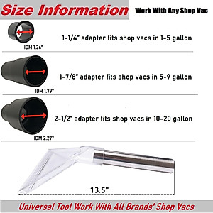 TunaMax Universal Work with All Shop Vacs Clear Extractor Attachment with 1-1/4" & 1-7/8" & 2-1/2" Adapters for Upholstery & Carpet Cleaning & Auto Detailing, Wet/dry Vacuum Extraction Accessory