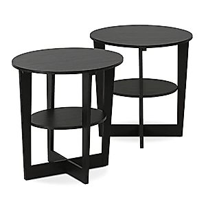 Furinno JAYA Oval End Table, Two, Walnut