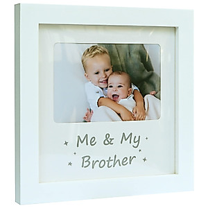 HAMUIERS Me and My Brother Picture Frame, Sibling Picture Frame, Baby Keepsake Picture Frame, Little or Big Brother Gift, Nursery Décor, White