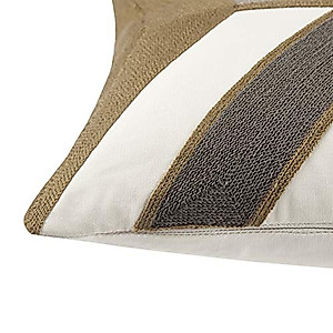 INK+IVY Aero Embroidered Abstract Modern Linen Throw Pillow , Mi-Century Oblong Decorative Pillow , 12X20 , Neutral