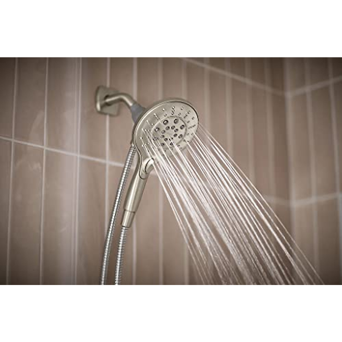 Moen Engage Spot Resist Brushed Nickel Magnetix Six-Function 5.5-Inch Handheld Showerhead with Magnetic Docking System, Detachable Shower Head, 26112SRN