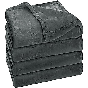 Utopia Bedding Fleece Blanket Queen Size Grey 300GSM Luxury Bed Blanket Anti-Static Fuzzy Soft Blanket Microfiber (90x90 Inches)