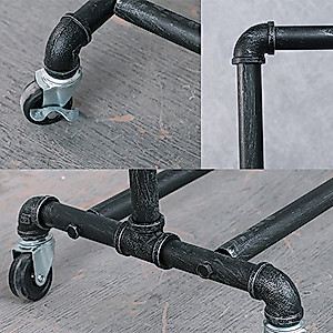 MBQQ Industrial Pipe Clothing Racks on Wheels,Heavy Duty Garment Racks Commercial Grade,Vintage Rolling Ballet Rack Clothes Display Rack Retail Display