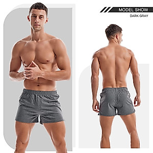 AMY COULEE Mens Gym Shorts 3" Bodybuilding Workout Shorts Lightweight Running Lounge Cotton Sleep Bottoms (M, Dark Gray)