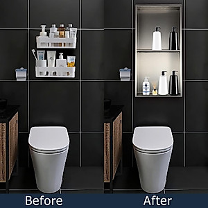 Stainless Steel Shower Niche 24" X 12",No Tile Needed Wall Niche Double Shelves,Recessed Niche Shower Shelf for Bathroom Storage