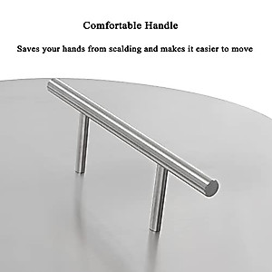 Stainless Steel Fire Pit Cover, 22 in 1.2 mm Thickness Fire Pit Burner Cover w/Handle, for Round Drop-in Fire Pit Burner Pan, Prevent Sparks, Keep Animals & Moisture Out (Round, 22 in)