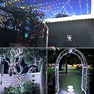 JMEXSUSS 2 Pack Each 200 LED Solar Fairy Lights Outdoor Waterproof, 66ft White Solar String Lights Outdoor with 8 Modes, Copper Wire Solar Twinkle Lights for Camping Tree Garden Party Decorations