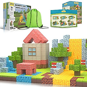 154pcs,Magnetic Building Blocks,Gifts for 3+ Children, Fidget Cubes Construction Toys,STEM Montessori Sensory Toys for Toddlers Gifts for 3+ Years Old Girls Boys