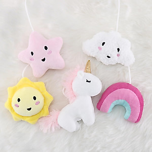 The Peanutshell Crib Mobile for Girls, Unicorn, Stars, Rainbow, Montessori Inspired