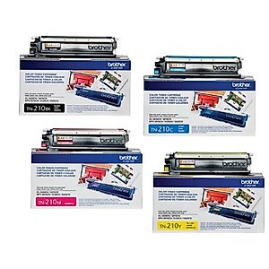 Brother TN210BK, TN210C, TN210M, TN210Y (TN-210BK, TN-210C, TN-210M, TN-210Y) Black, Cyan, Magenta and Yellow Toner Cartridge Set