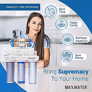 Max Water 6 Stage 100 GPD (Gallon Per Day) RODI (Reverse Osmosis Deionization) Water Filtration System for Aquarium and Hydroponics