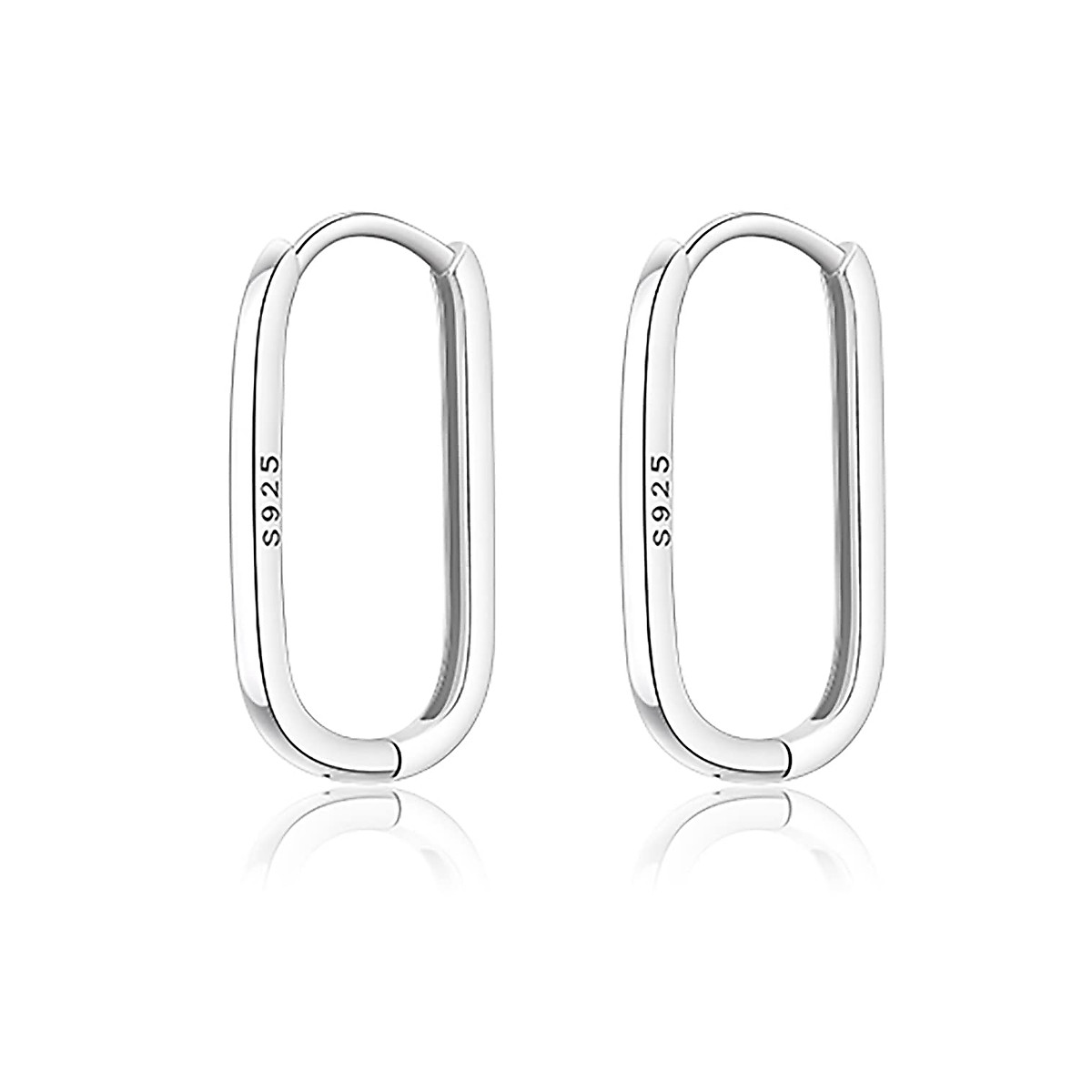 Reffeer 925 Sterling Silver U Hoop Earrings for Women Teens Minimalist Square Hoop Earrings U Huggie Earrings (A-Silver)