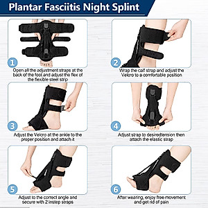 BRYER Plantar Fasciitis Night Splint, adjustable for both men and women Plantar Fasciitis Relief Night Splint, relief brace for Plantar Fasciitis, Achilles Tendonitis and Droopy Feet (Purple)