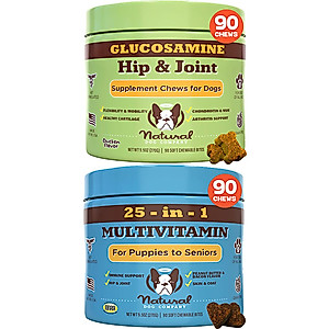 Natural Dog Company Dog Supplements for Seniors & Active Dogs - Multivitamin Chews & Hip & Joint Relief - Complete Nutritional Support for Joint Health, Vitamins for Dogs, Energy, & Vitality