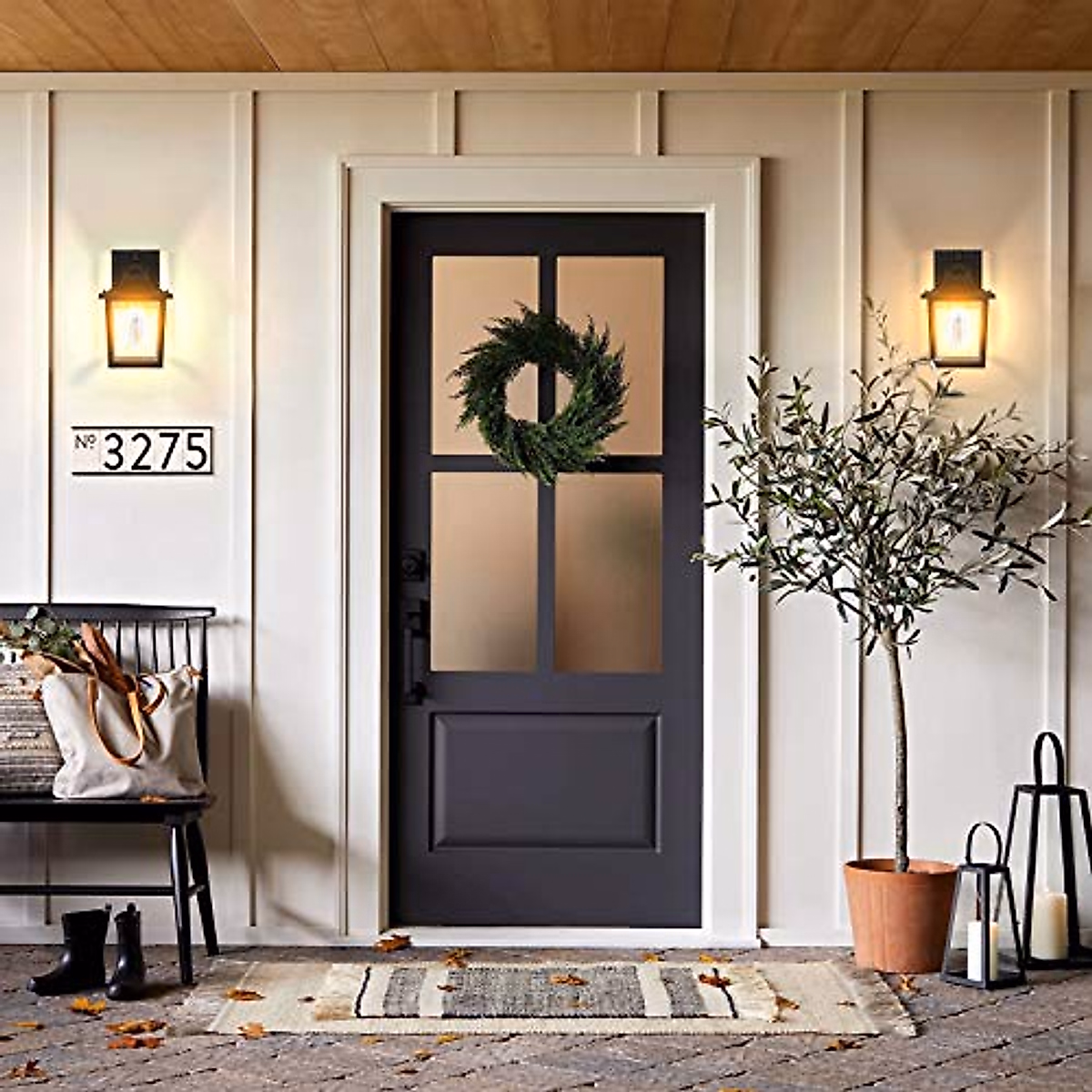 Outdoor Wall Lights, Black Outdoor Light Fixtures Wall Mount Porch Lights, Exterior Light Fixtures Outdoor Sconce with Matte Finish, E26 Base, Anti Rust Modern Wall Lantern for Entryway, Garage, Patio