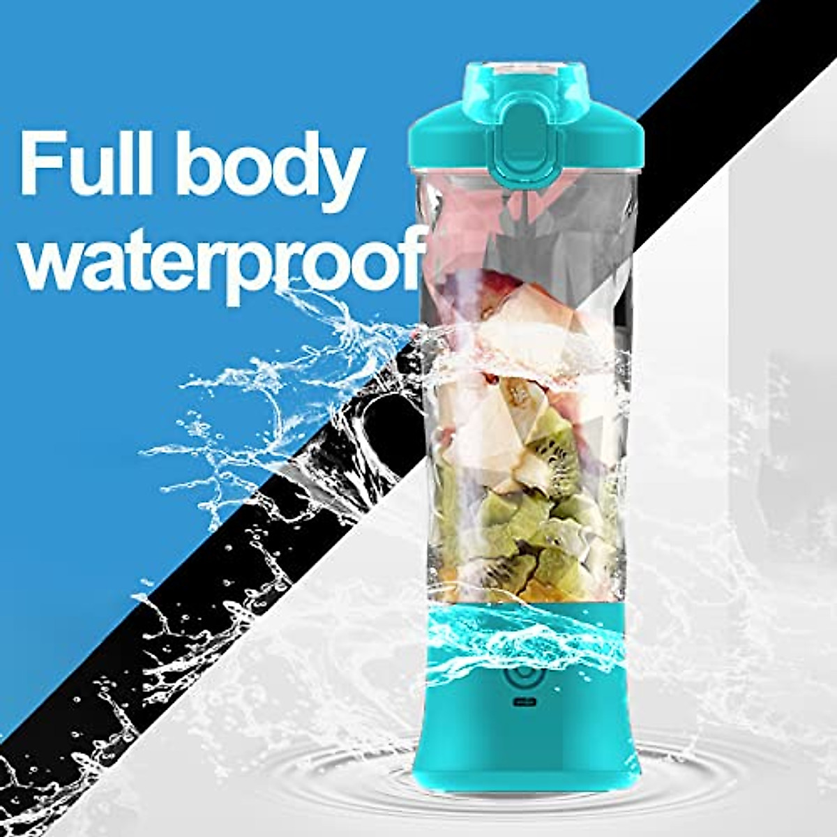 20oz Portable Blender Large Capacity Travel Juice Cup,Smoothies and Shakes Blender, Baby Food Crush Ice Frozen Mixing with 6 Blades 4000mAh Rechargeable Battery,for Home, Travel, Office (Light Blue)