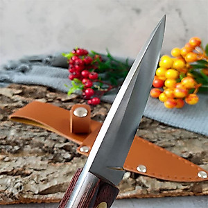 Meat Cleaver Knife, Outdoor camping knife split deboning stainless steel household fruit knife outdoor small kitchen knife (Color : A with cover)