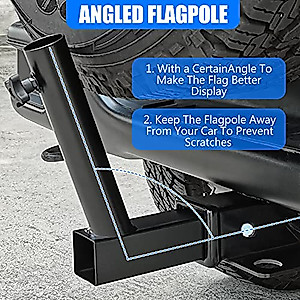 KAIRAY Hitch Mount Flagpole Holder Universal for Standard 2 inch Hitch Receivers fit for Truck SUV RV Pickup
