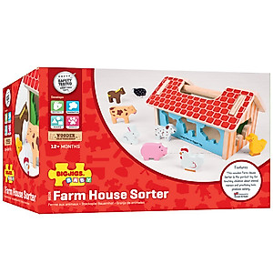 Bigjigs Toys, Shape Sorter, Wooden Toys, Farm Toys, Wooden Shape Sorter, Shape Sorters for 2 Year Olds, Wooden Farm Toys, Childs Farm Toy, Toy Farm Shape Sorter