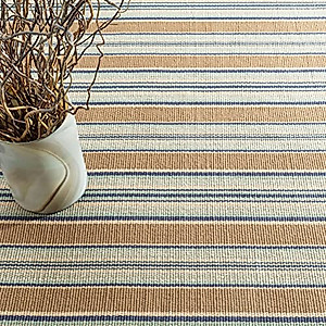 Dash and Albert Blue Heron Cotton Area Rug - 2' x 3' Blue Stripe Handwoven Accent Rug - Durable, Lightweight, High Traffic Areas Hallway, Bedroom, Stairs