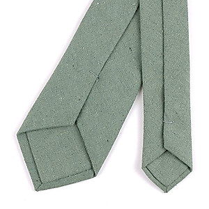 Elfeves Men Skinny Mint Green Ties Cotton Timeless Narrow Width Best Neckties for Grooms
