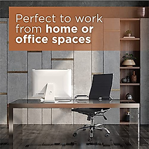 Comfty Mid Back and Chrome Base Ribbed Leather Swivel Office Chair, 40.55”-43.7”, Black