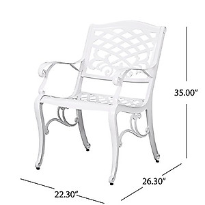 Christopher Knight Home Brody Outdoor White Cast Aluminum Arm Chair (Set of 2)