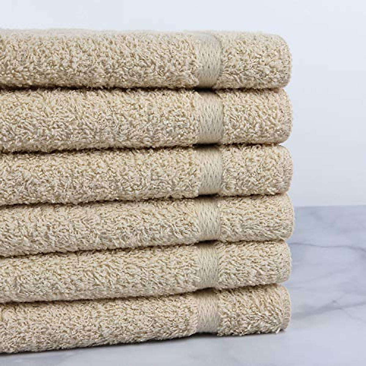 1888 Mills Crown Touch 100% Cotton, Microfiber Alternative, 24-Piece Utility Washcloth Set-Beige